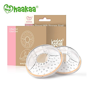 haakaa Breast Milk Collector Breast Shells Breast Milk Catcher Milk Savers Nipple Shells for Breastfeeding, Reusable & Easy to be Placed Under Bras, 2 Pack