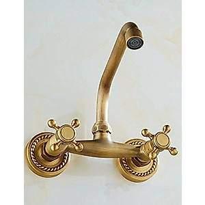 SJQKA-Faucet All copper antique wall, vegetable pots, faucets, rotary hot and cold water, laundry pool, mop, water tap