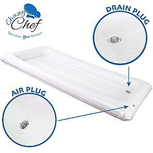 Inflatable Pool Table Serving Bar - Large Buffet Tray Server with Drain Plug - Keep Your Salads & Beverages Ice Cold - for Parties Indoor & Outdoor use Bar Party Accessories (White)