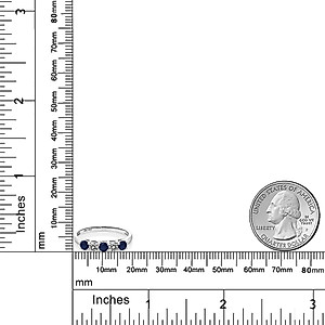 10K White Gold Blue Sapphire and White Diamond 5 Stone Wedding Engagement Anniversary Promise Ring For Women (0.59 Cttw, Round 3MM, Gemstone September Birthstone, Available In Size 5, 6, 7, 8, 9)