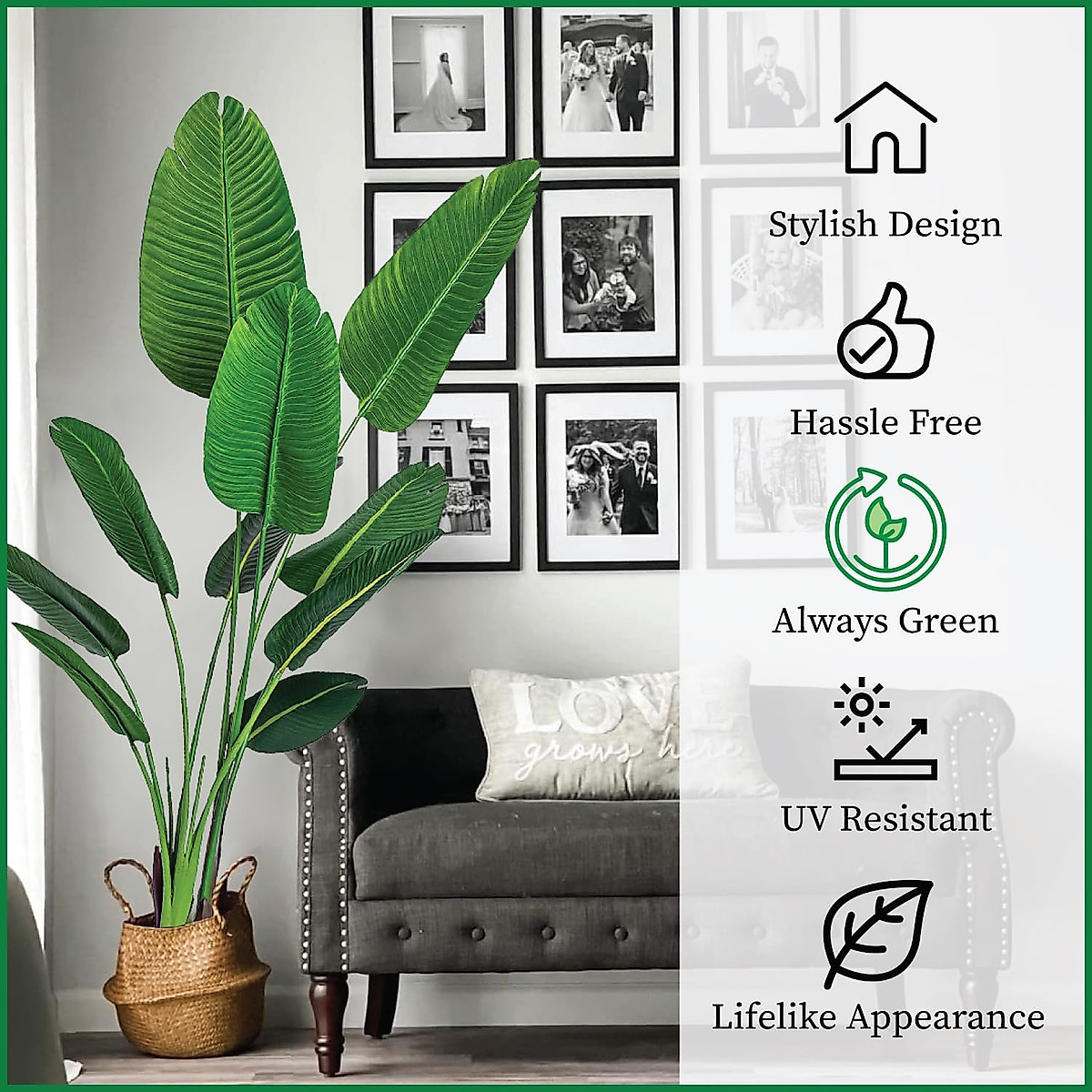 One 5 Foot Artificial Silk Bird of Paradise Palm Tree Potted Plant