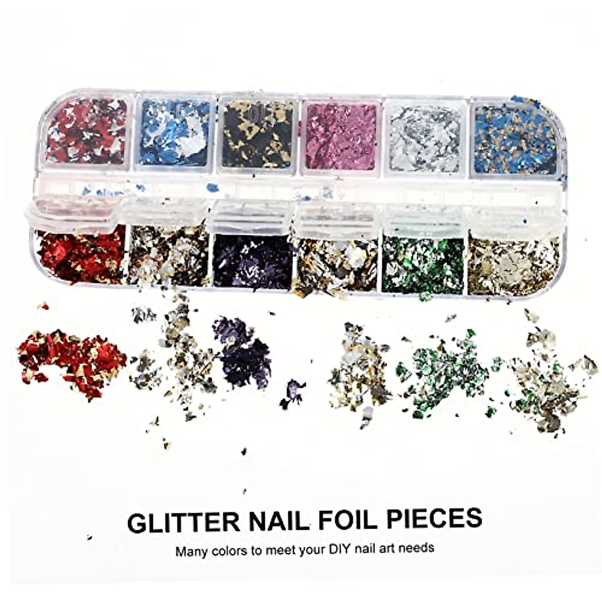 FRCOLOR 6 Boxes Nail Sequins Mettalic Nail Charm Nail Glitter Flakes Nail Art Sequin Nails Decoration Colored Aluminum foil Nail Art Decal Nail Decor Manicures Foils Accessories 3D Chunk