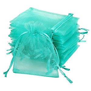 Naler 120 Pieces 2.7 x3.5 Inch Mini Sheer Drawstring Organza Bags Jewelry Sack Pouches Candy Jewelry Party Wedding Favor Gift Bags, Beige