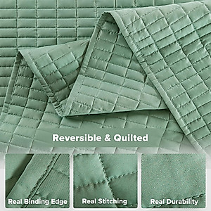 Comfort Spaces Kienna Quilt Set-Luxury Double Sided Stitching Design All Season, Lightweight, Coverlet Bedspread Bedding, Matching Shams, Bedspread King (120"x118"), Seafoam