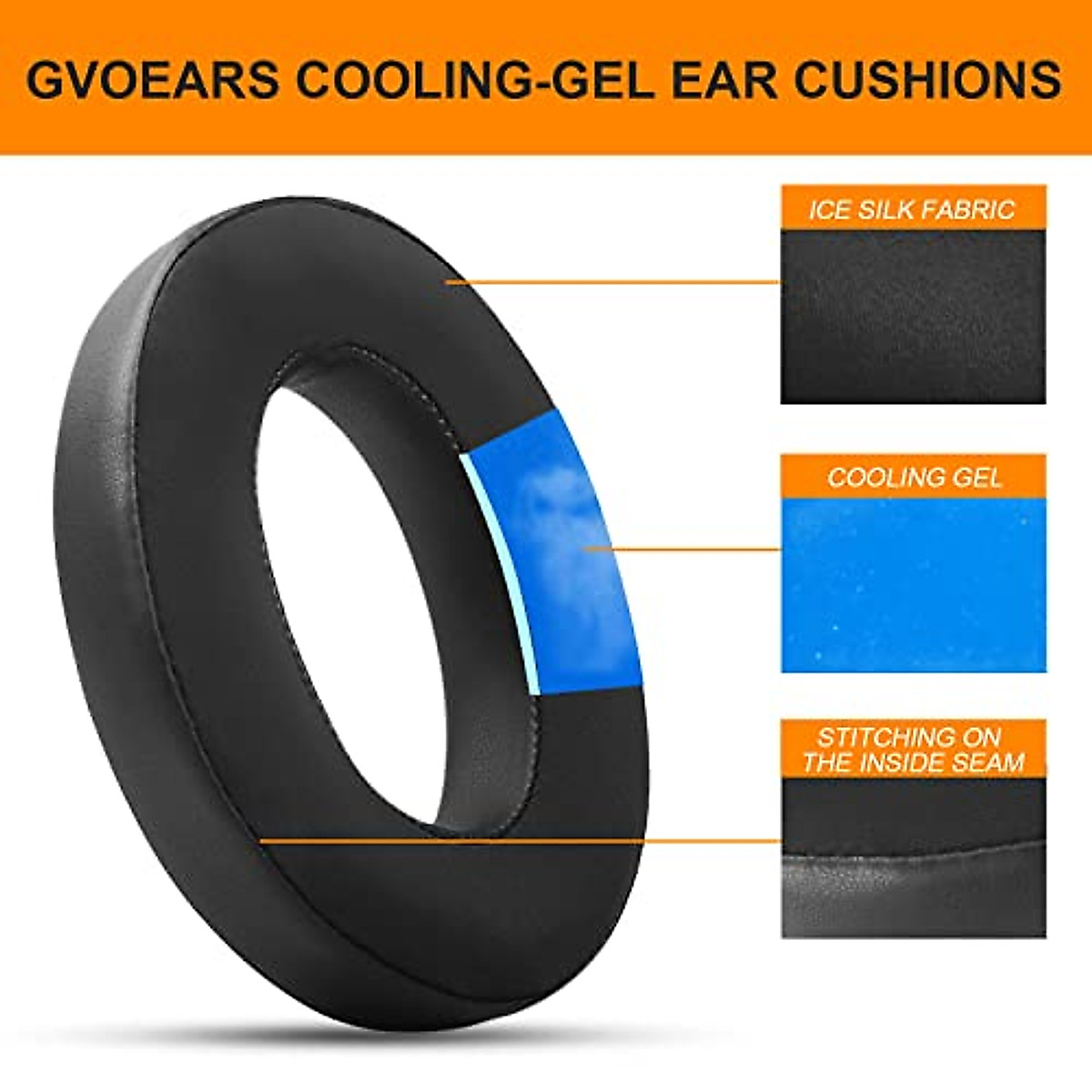 Gvoears Replacement Earpads Cushions for Sennheiser HD598/HD598 Cs/HD598 SE/HD598 SR/HD558/HD599/HD569/HD579/HD515/HD555/HD560s/HD518 Headphones Ear Pads, Cooling-Gel Fabric