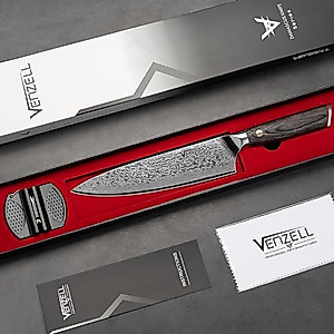 VENZELL Damascus Chef Knife 8 inch Kitchen Knife Premium Ergonomic Handle Cooking Knifewith Gift Box