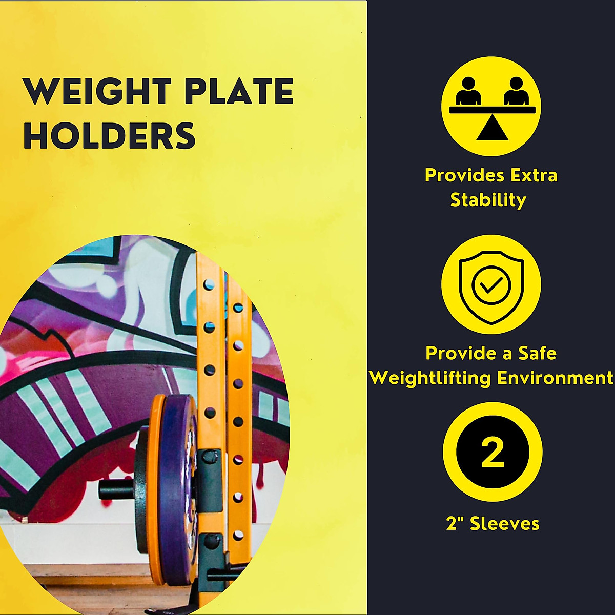 HulkFit Pro Series 2.35” x 2.35” Weight Plate Holders Attachment Accessory Pro Series Power Cage - Pair