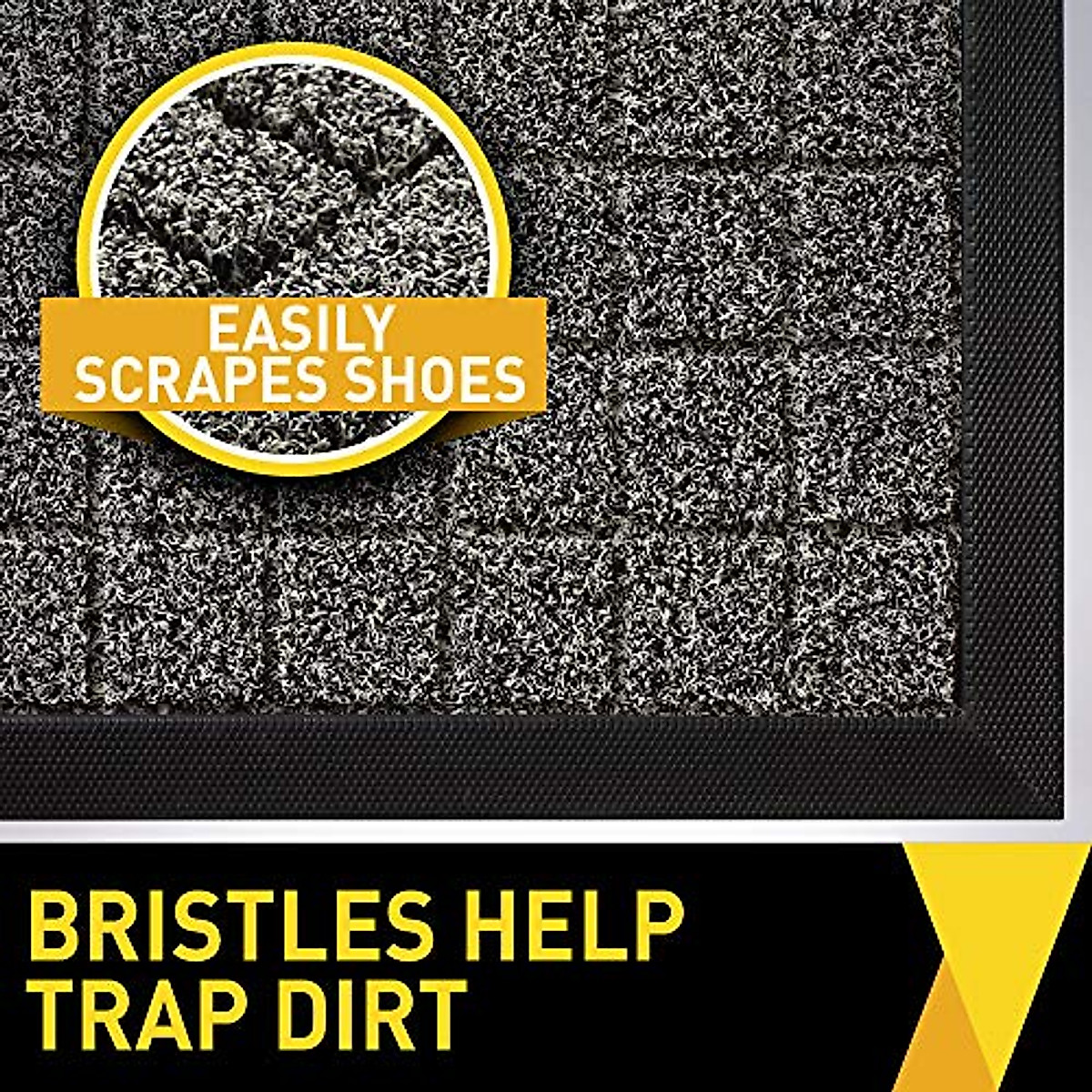 GRIP MASTER Durable Tough Natural Rubber Doormats, 29x17 Size, Waterproof Boots Scraper Mats, Commercial Heavy Duty Indoor Outdoor Door Mat for Winter Snow, Low-Profile Easy Clean, Gray Quatrefoil