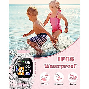 Cloudpoem Smart Watch for Kids Girls Boys, Kids Watch Fitness Tracker Watch with Pedometer Heart Rate Monitor Sleep Tracker Alarm Clocks Puzzle Games Calculator IP68 Waterproof, Kids Gift Pink