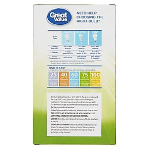 Great Value LED Light Bulb 9Watts 60Watts Equivalent Soft White Pack of Two, 4 Bulbs in each pack