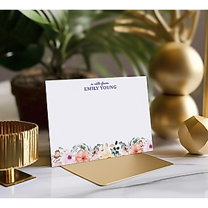 Personalized Floral Stationery Set, Personalized stationary for Women, Your Choice of Colors and Quantity