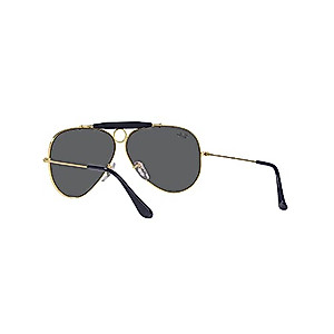 Ray-Ban RB3138 Shooter Pilot Sunglasses, Legend Gold/Dark Grey, 58 mm