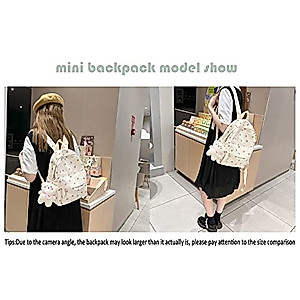 ZFOFLIK Small Flower school bag for Teen Girls Kawaii Floral Backpack for Girls Women Student Aesthetic Cute Mini Bookbag girls backpacks ages 8-10(white)