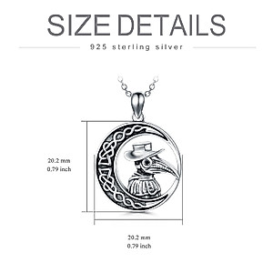 SIMONLY Plague Doctor Necklace 925 Sterling Silver Steampunk Pendant Necklace Plague Halloween Gifts for Women Men