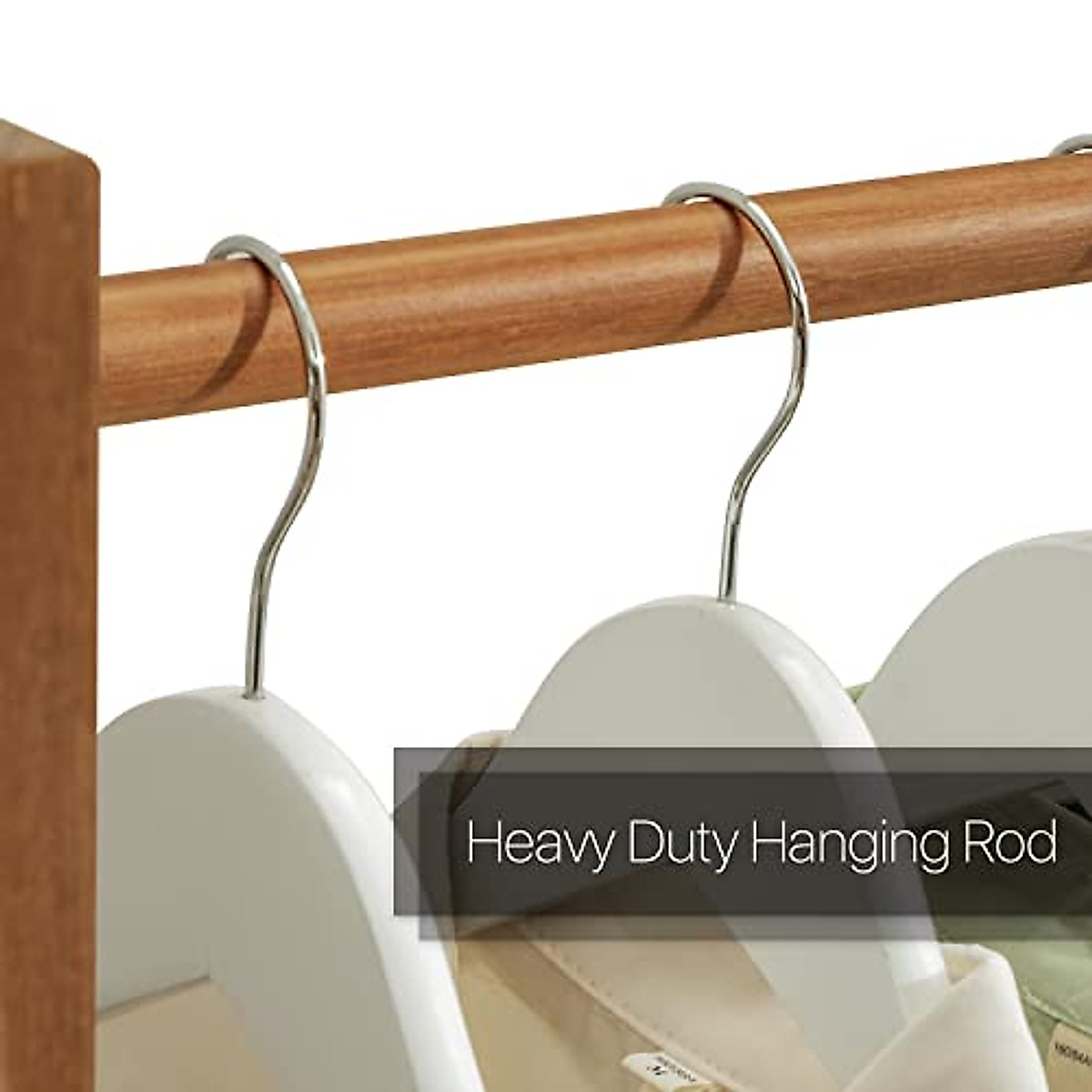 MoNiBloom Bamboo Garment Rack with Wheels Coat Rack Stand Clothes Rack with 2-Tier Storage Rack for Bedroom Living Room Entryway Home Office (Length 29.5", Brown)