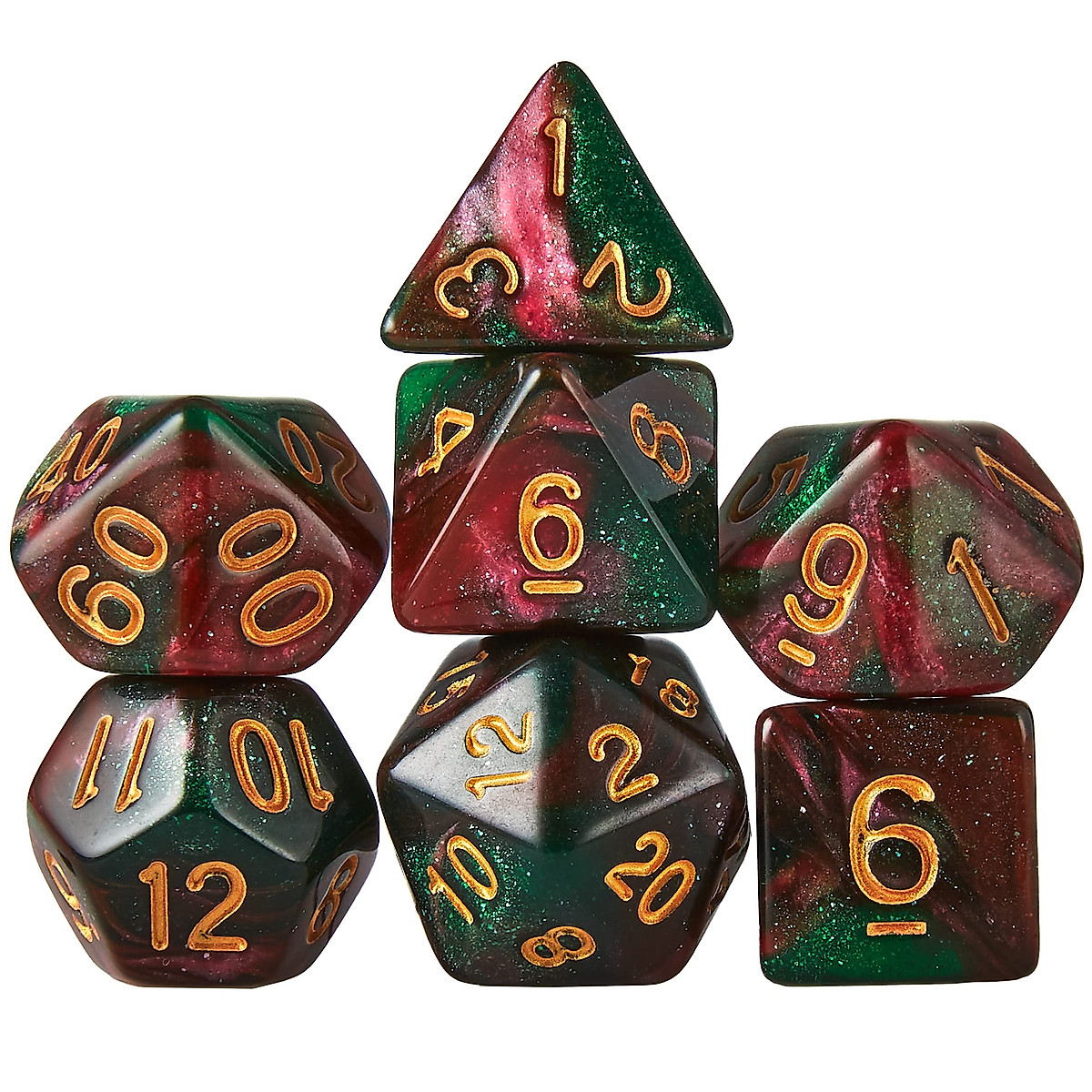 Brybelly Glitter Bomb of Polyhedral Dice, 25 Pc Variety Pack - 5 Sets of Sparkle Bulk RPG Tabletop Game Pieces & Accessories in Bulk - TTRPG Essential Starter Kit and Extra DND Items for Gaming