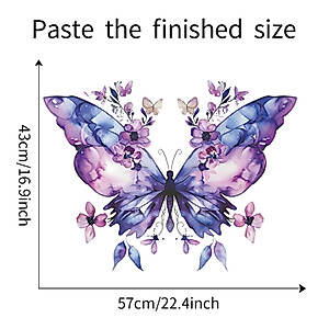 TUOKING Purple Butterfly Wall Stickers Removable Wall Murals Peel and Stick Wall Art Decal Home Decor for Kitchen,Bedroom,Living Room(fun-e89)