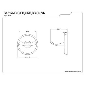 Kingston Brass BA317BB Classic Robe Hook, Brushed Brass