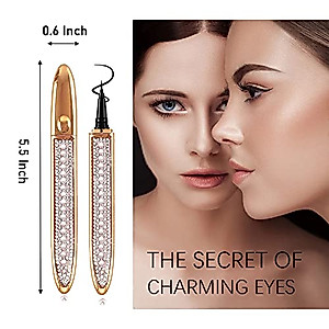 CRINSLY 2022 Upgraded Black Eyelash Glue Pen Self-Adhesive 2 in 1 Eyeliner for Normal False Lashes Long-Lasting Eye Liner for Sensitive Eyes Quick Drying Waterproof Strong Hold Latex-Free Eye Makeup