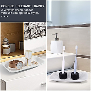 Emibele Ceramic Jewelry Tray, Bathroom Kitchen Vanity Decorative Trinket Tray Ring Dish for Earrings Rings Watch Keys, Ceramic Dessert Plate, White