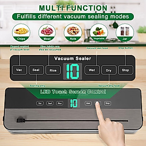 Chidoyii Vacuum Sealer Machine Dry & Moist Food Modes, 6-in-1 Compact Detachable Food Sealer Vacuum Sealer, Build-in Cutter and Countdown with 20 Vacuum Seal Bags