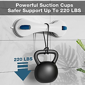 Wekin Shower Handles with Strong Suction Cups, 12 Inch Assistance Suction Grab Bars for Bathroom Showers, Durable and Non-Slip, Perfect Grip Handrail for Elderly, Limited Mobility, Handicapped -2 Pack