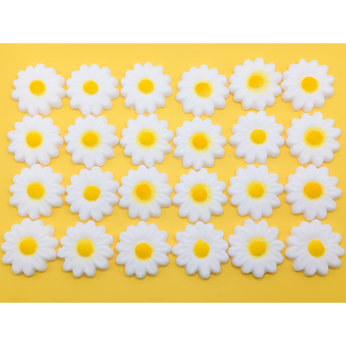 24pk White Daisies Sugar Decoration Toppers for Cakes Cupcakes Cake Pops