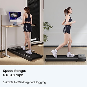 SupeRun Under Desk Treadmill, Walking Pad, Portable Treadmill with Remote & APP Control and LED Display, Quiet Walking Jogging Machine for Office Home Use (Black02)