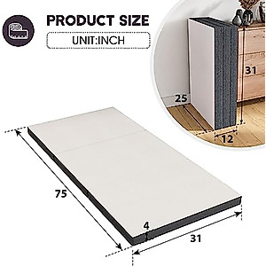Folding Mattress, 4 Inch Portable Twin Size Trifold Mattress, Foldable Memory Foam Mattress with Washable Cover for Camping, Guest, Yoga, Travel, Certipur-US Certified, Narrow Twin