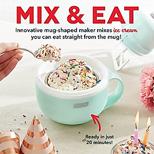DASH My Mug Ice Cream Maker, for Ice Cream, Gelato, Sorbet, Frozen Yogurt, and Custom Mix-Ins, with (2) Bowls