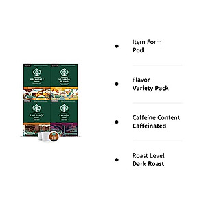 Starbucks Black Coffee K-Cup Coffee Pods — Variety Pack for Keurig Brewers — 4 boxes (96 pods total)