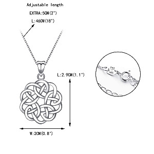 EVER FAITH 925 Sterling Silver Round Infinity Endless Love Celtic Knot Pendant Necklace for Women