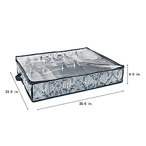 Laura Ashley Non-Woven 12 Pair Under The Bed Shoe Storage Bag | Dimensions: 29"x 24"x 6" | Holds 12 Pairs of Shoes | Bedroom Organization | Foldable | Parterre