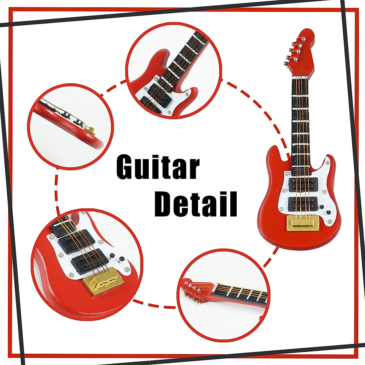 Guitar Cake Toppers Music Theme Birthday Cake Toppers Electric Guitar Model Rock And RollCake Decorations For Rockstar Theme Party Guitar Party Bass Party Supplies (Red)