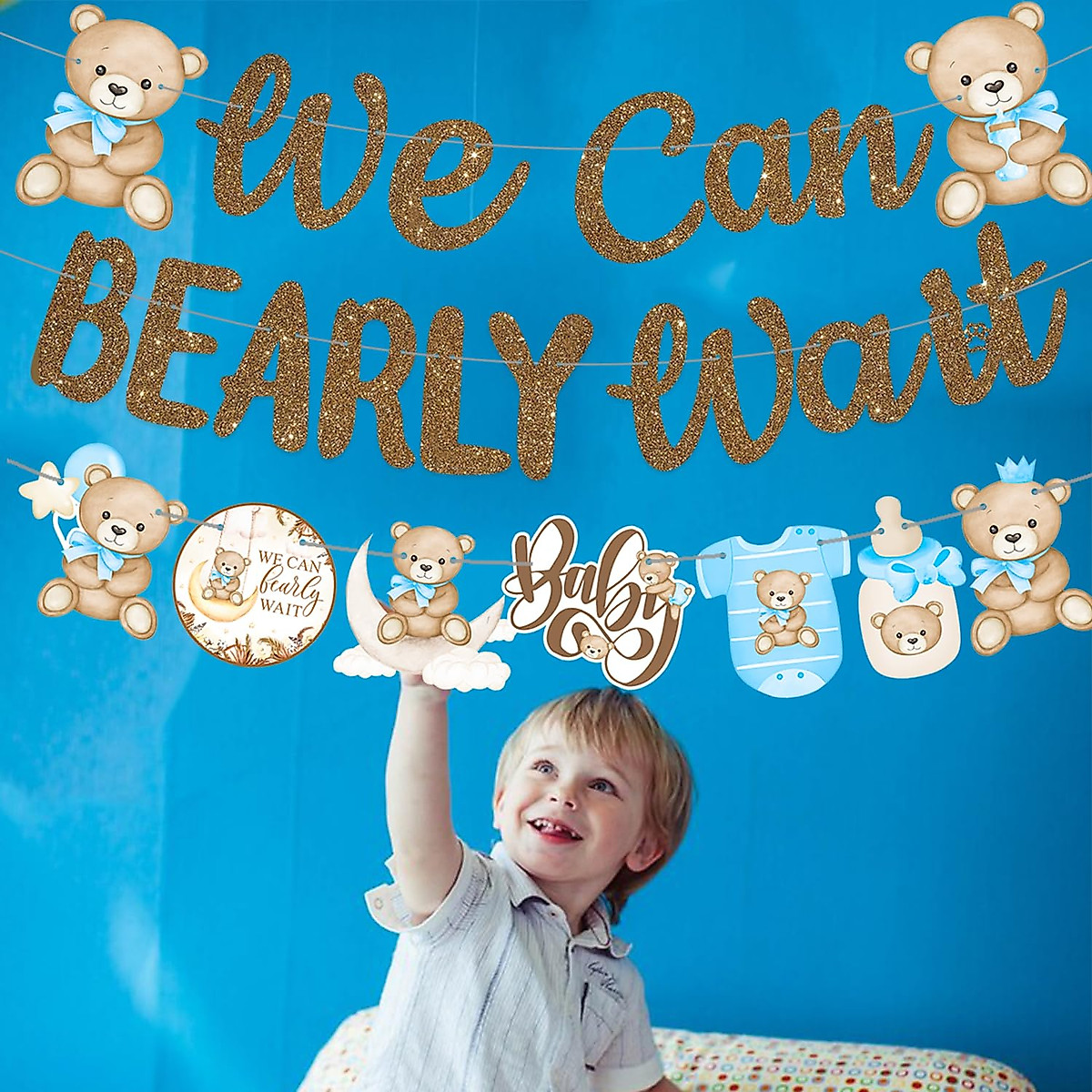 We Can Bearly Wait Banners Bear Baby Shower Banner Teddy Bear Baby Shower Decorations 3PCS We Can Bearly Wait Baby shower Decorations for Boy Bear Birthday Party Supplies
