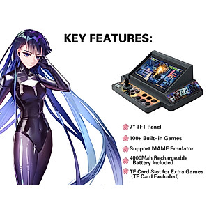 Laptop Arcade Player Counter-top Game Console Retro Home Arcade Mini Arcade Machine 100+ Built-in MAME Arcade Games 7” HD Screen TF Card Supported Favorite for Kids and Adults