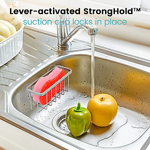 Sponge Holder for Kitchen Sink, Kitchen Sink Sponge Holder, Kitchen Sink Caddy,Dish Sponge Holder by HLOOL (Silver）