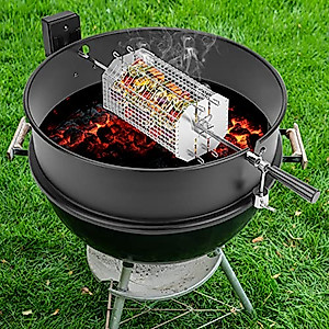 onlyfire Universal Octagonal Tumble Rotisserie Basket, Flat Spit Rotisserie Grill Basket Fits for 1/2 Inch Hexagon, 3/8 Inch Hexagon, 3/8 Inch Square, 5/16 Inch Square Spit Rods