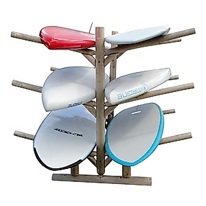 Log Kayak Rack - Kayak Storage Rack, Kayak Racks for Outdoor Storage, Kayak Rack for Garage, Paddle Board Rack, Fishing Canoe Rack, Surfboard Rack and SUP Storage Rack - 6 Kayak Racks, Unfinished