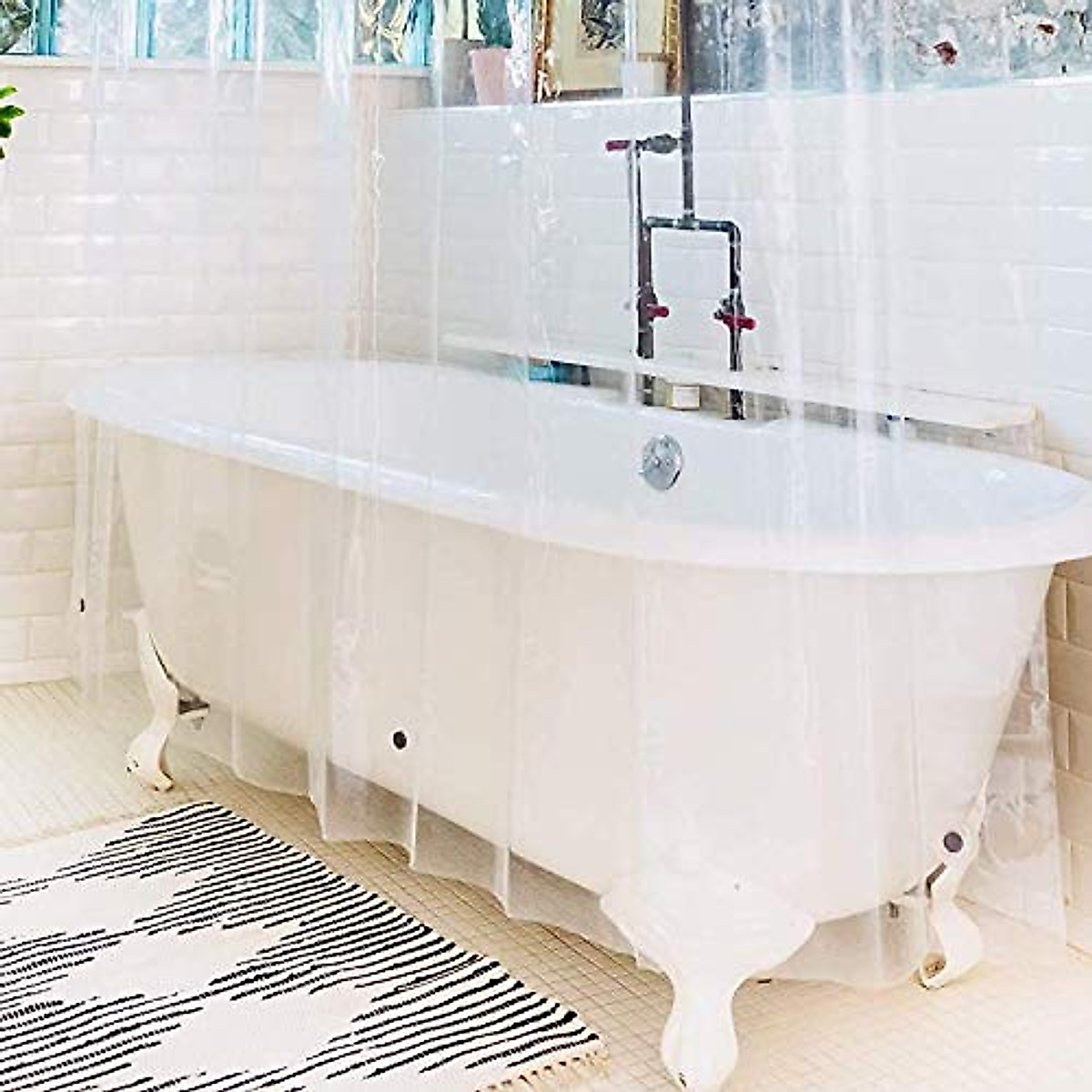 Kent & West - USA Made PEVA Shower Curtain Liner | PVC Free | Clear & Durable | Metal Grommets | 9 Gauge | Bottom Magnets | 84" W x 72" H (Extra Wide)