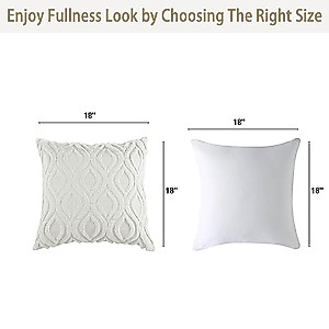 Volcanics Decorative Throw Pillow Covers 18x18 Inch, Faux Wool Plush Couch Cushion Cases Soft Fluffy Boho Pillowcases, Set of 2, Cream Beige