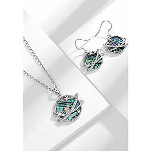 INFUSEU Abalone Moon Star Necklace Sterling Silver Pendant Women Space Planet Celestial Jewelry for Teen Teenager Universe Galaxy Cute Graduation Gifts Astronomy Lovers