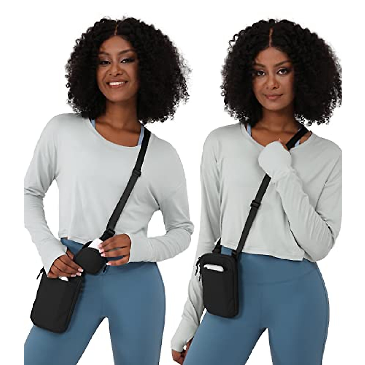 ODODOS Unisex Crossbody Bag with Removable Small Pouch Adjustable Belt Bag for Cell Phone Travel Workout Running Hiking, Black