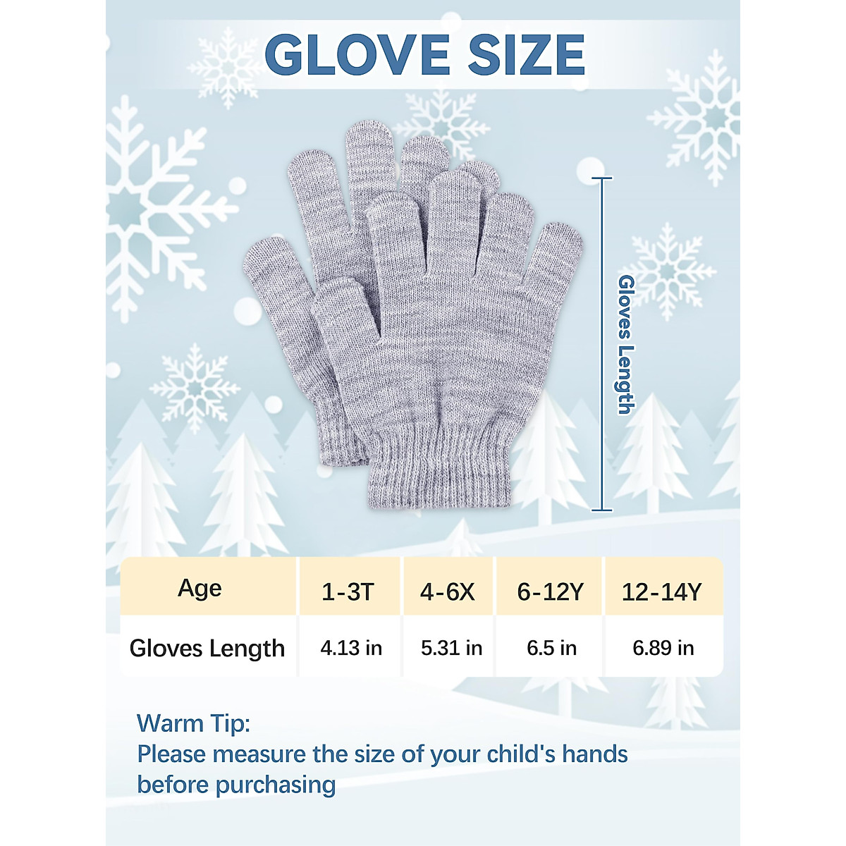 Glooarm 12 Pairs Kids Gloves Winter Toddler Gloves Full Fingers Knit Gloves Children Stretchy Warm Gloves Bulk for Boys Girls