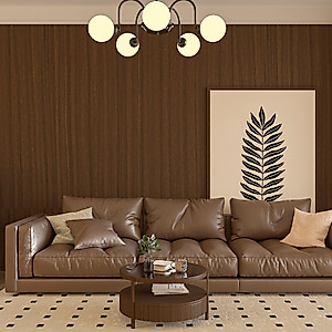 BAYYA Brown Wood Grain Contact Paper Waterproof Peel and Stick Wallpaper Walnut Look Furniture Sticker for Kitchen Cabinet Table Door Floor Shelf Drawer Liner Self-Adhesive Vinyl Film Wall Covering