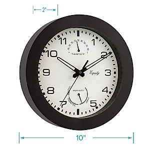Equity by La Crosse 10 Inch IN/OUT Brown Wall Clock with Thermometer and Hygrometer (29005)