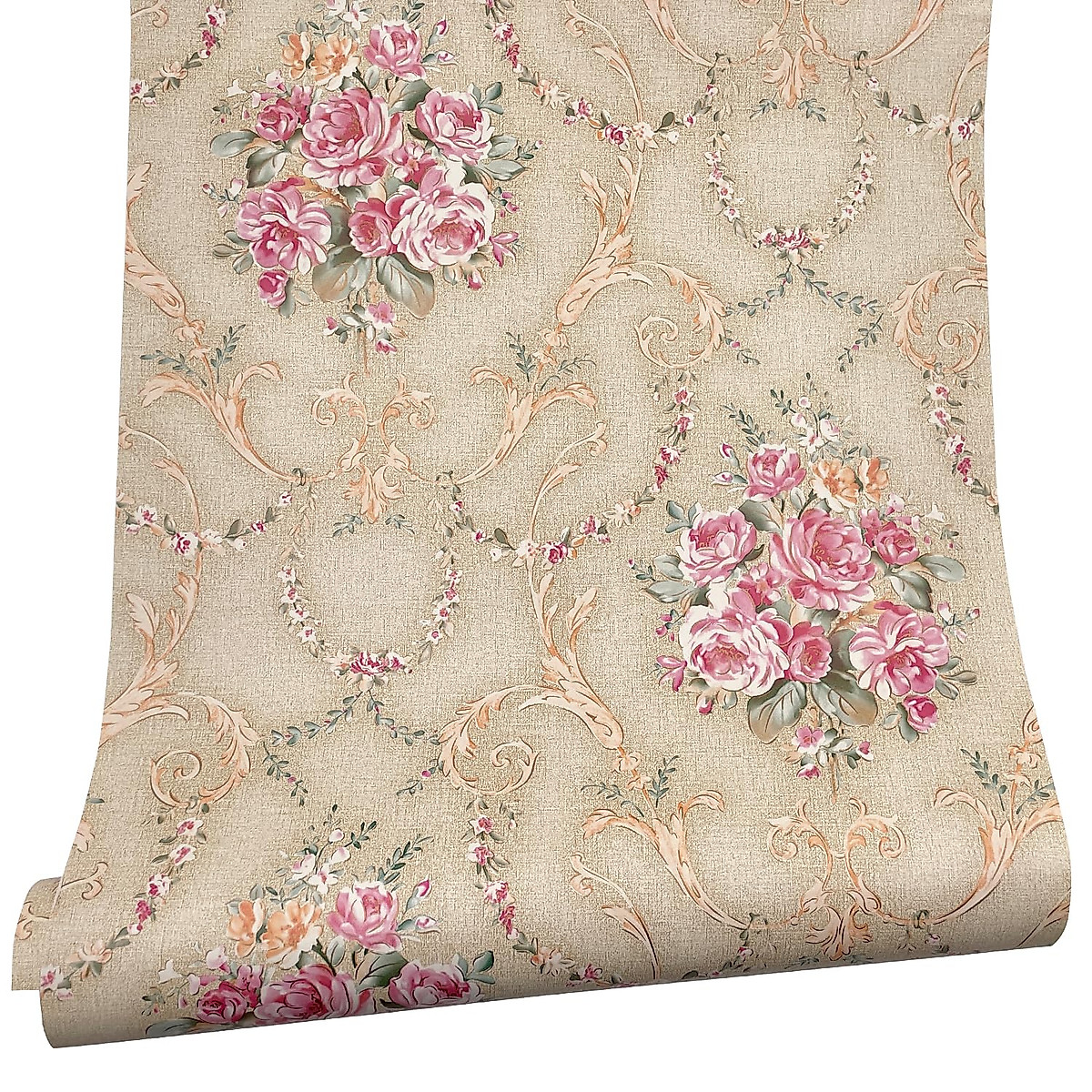 LovingWay 14.7 Feet Wallpaper Roll Floral Shelf Liner 17.7x177 Inch Self-Adhesive Dresser Drawer Covering Paper DIY Makeup Organizers Boxes Yellow Rose