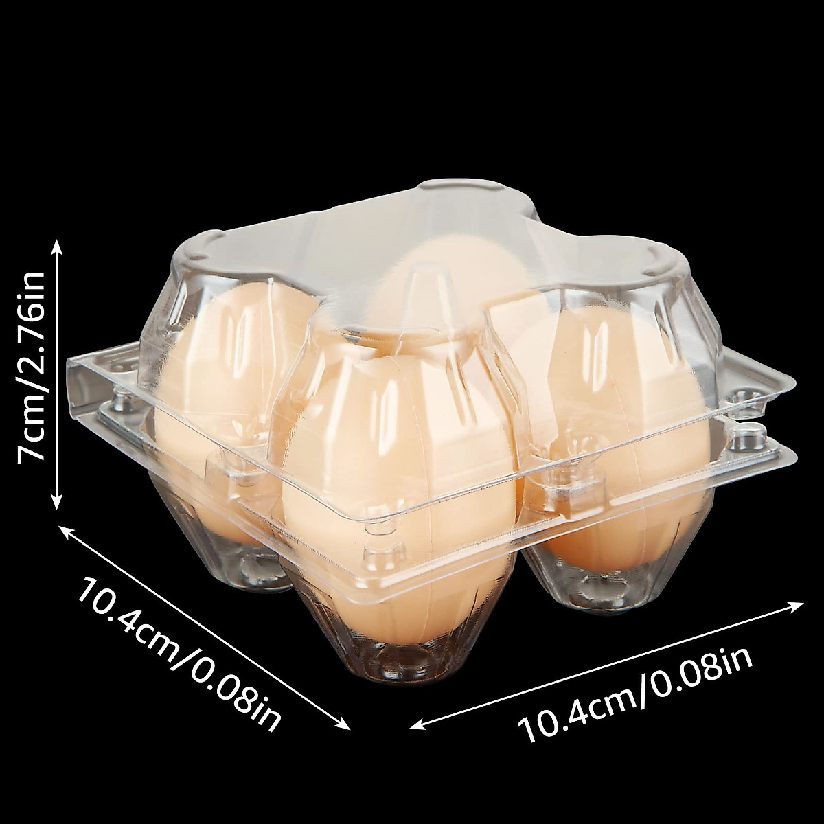 DAJAVE 100 Pack Plastic Egg Cartons, Clear Plastic Egg Cartons Bulk Holds up to 4 Eggs, Plastic Egg Holder for Family, Pasture, Farm Markets Display