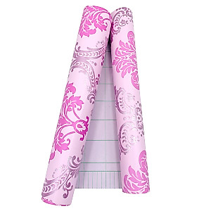 Yifasy Damask Wallpaper 19.7 ft Roll Revamp Dining Table Storage Bins Wall Furniture Decor Paper Pink Shelf Dresser Liner (M-236x17.7 Inch)