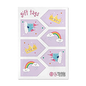 CENTRAL 23 Birthday Wrapping Paper Sheets (x6) - Purple Rainbow and Castle - Gift Wrap for Girls - New Baby - Stars and Crowns - Valentines Day Gift Wrapping Paper - Recyclable